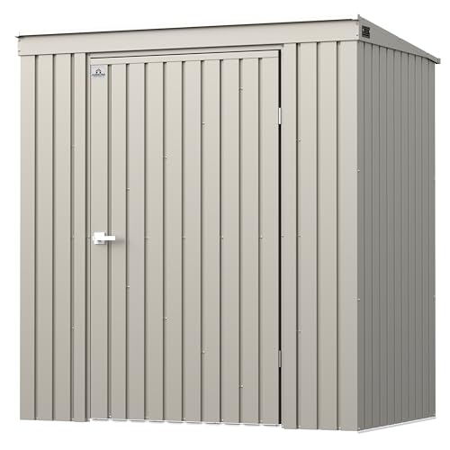 Arrow Shed Elite 6' x 4' Outdoor Lockable Steel Storage Shed Building with Pent Roof, Cool Grey