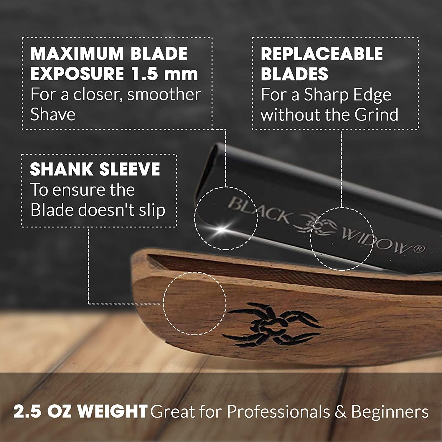 Professional Straight Razor for Men, Barber Straight Edge Razor Kit with 10 Double- Edge Straight Razor Blades, Straight Razor Shaving Kit Stainless Steel