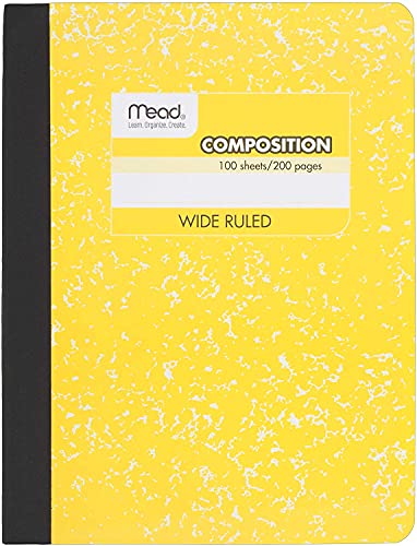 Mead Composition Book, 6 Pack of Wide Ruled Composition Notebooks, Wide Rule paper, 100 sheets (200 Pages), Pastel Color Notebook