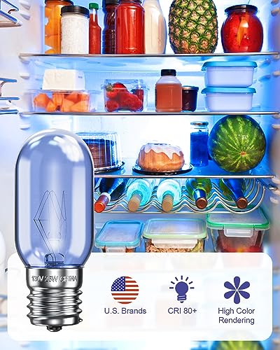 AXKJEVY Refrigerator Light Bulb 40 Watt 297048600 241552802 Compatible with Frigidaire Kenmore Whirlpool Electrolux KitchenAid Fridge Light Bulbs Replacement Freezer Bulb T8 E17 Lamp Light (3)