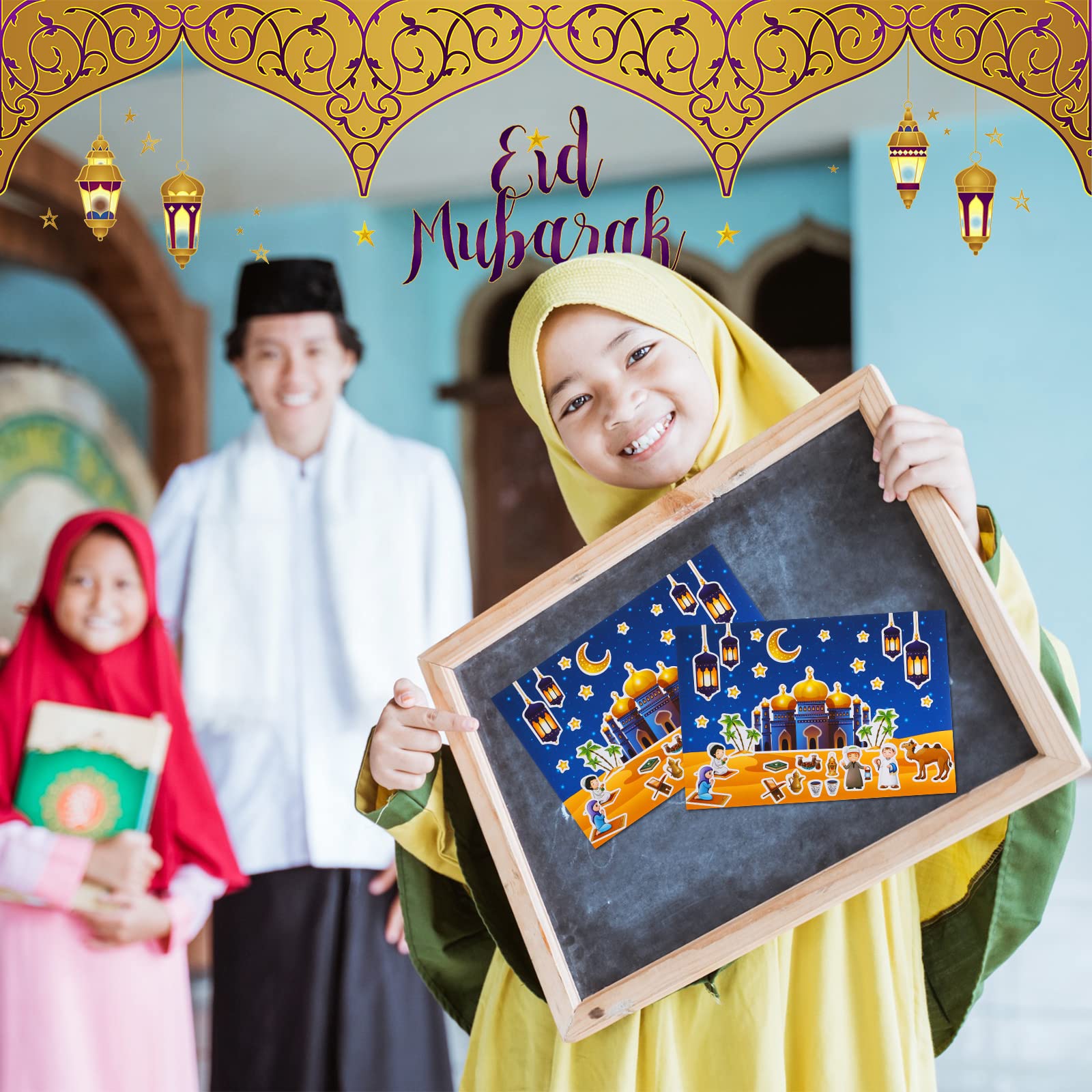 60 Sheets Eid Mubarak Stickers Eid Stickers Make a Mosque Scene Stickers DIY Ramadan Scene Sticker Eid Ramadan Sticker Eid Mubarak Craft Kits Game for Kids Classroom Activity Ramadan Art Supplies