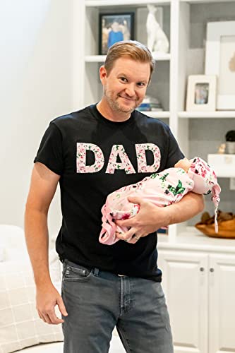 Baby Be Mine Maternity Nursing Delivery Robe & Baby Girl Swaddle Blanket Set with Daddy T-Shirt (Small/Medium Robe -Large Tshirt, Amelia)