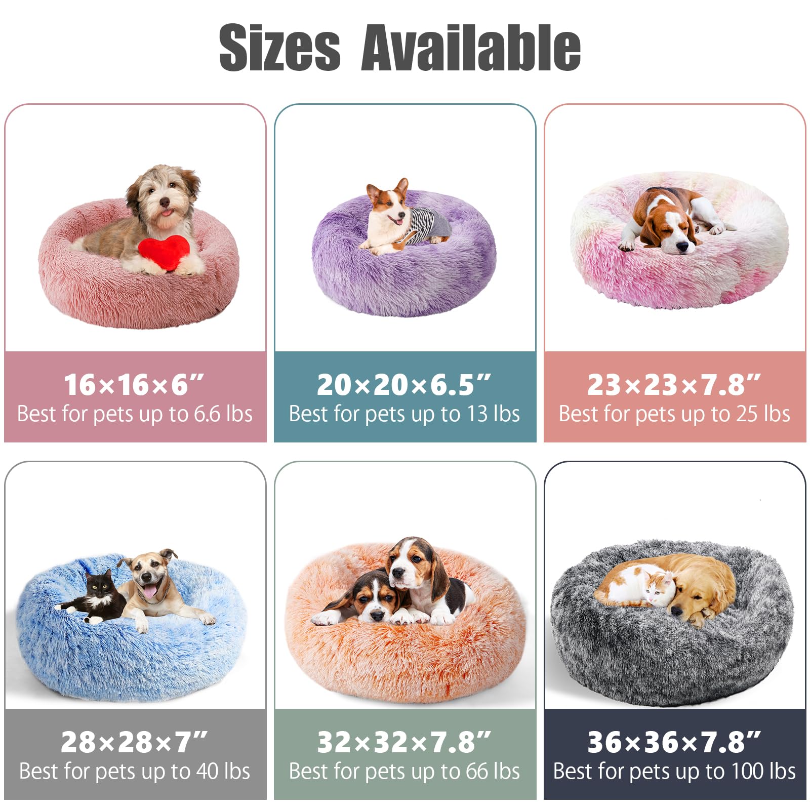 Aurako Cat Bed Dog Bed Round Cushion Pet Bed Mat Ultra Soft Plush Donut Sofa Comfortable Pillow Machine Washable Pet Cuddle Beds for Kitten Small Medium Large Dogs Cats 16" Milky White