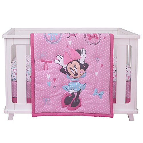 Disney Baby Minnie Mouse All About Bows Fitted Crib Sheet, Pink, Aqua