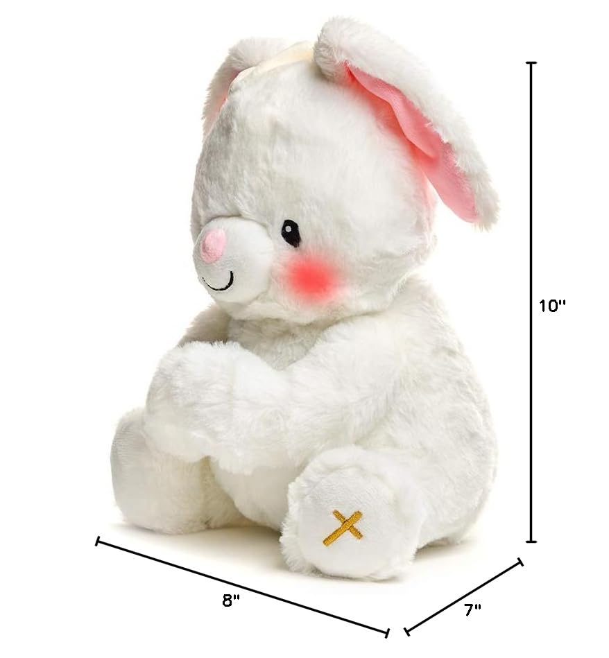 Cuddle Barn - Paws for Prayer Bunny | Animated Singing Bunny Stuffed Animal Plush Toy Prays Lights Up and Sings This Little Light of Mine, 10 inches