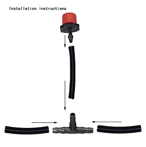 Drip Irrigation Kit Adjustable Drip Irrigation Dripper, Drip Irrigation Tee Rod Connector, Lawn and Herb Garden Irrigation Hose Fitting Sprinkler Irrigation System / 50 Pairs(Black+ Red)