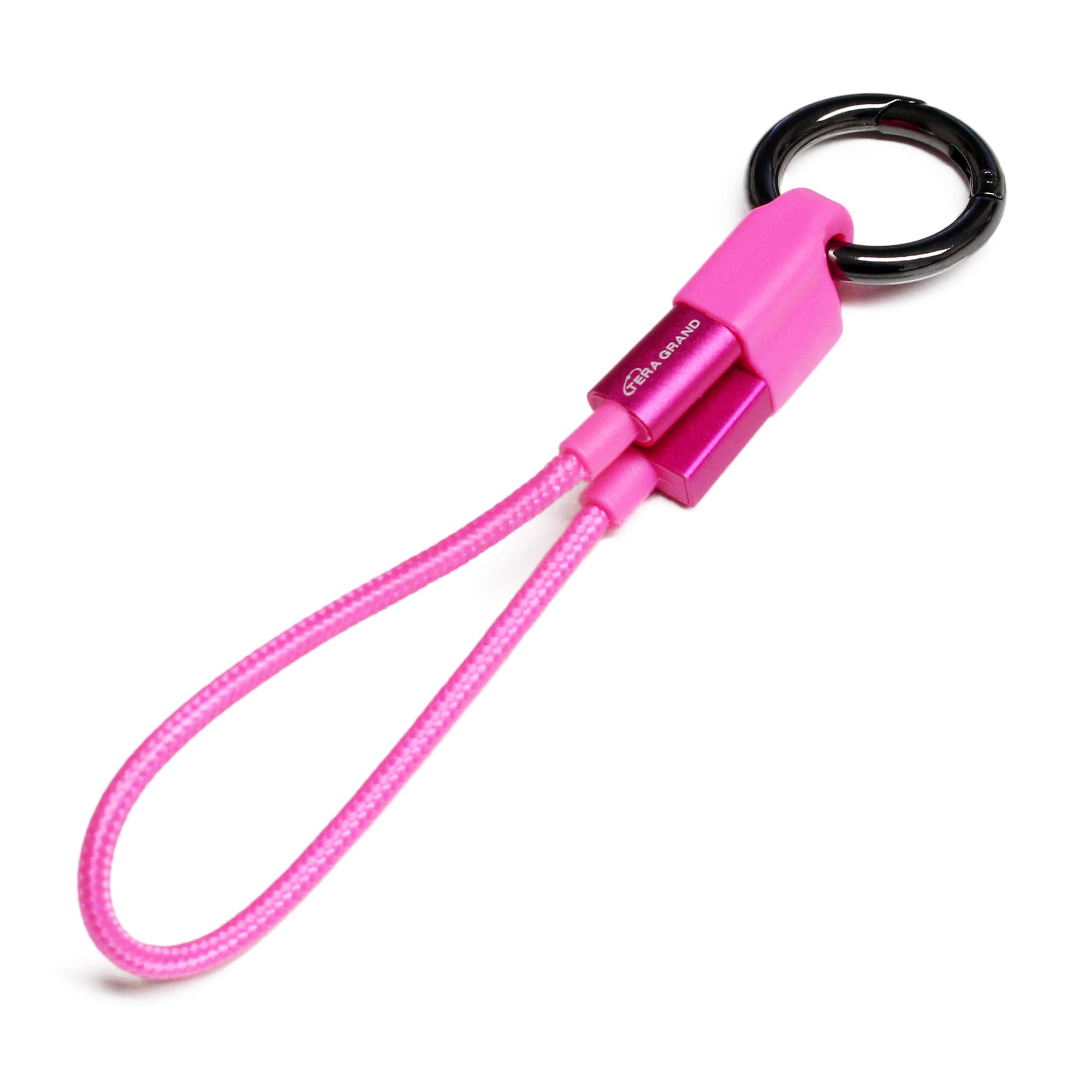 Tera Grand - Apple MFi Certified Keychain Braided Lightning Cable for iPhone 14/13/12/11 Pro Pro Max Plus Mini, SE XS Max XR X, 8/7/6 Plus, iPad, AirPods, Pink