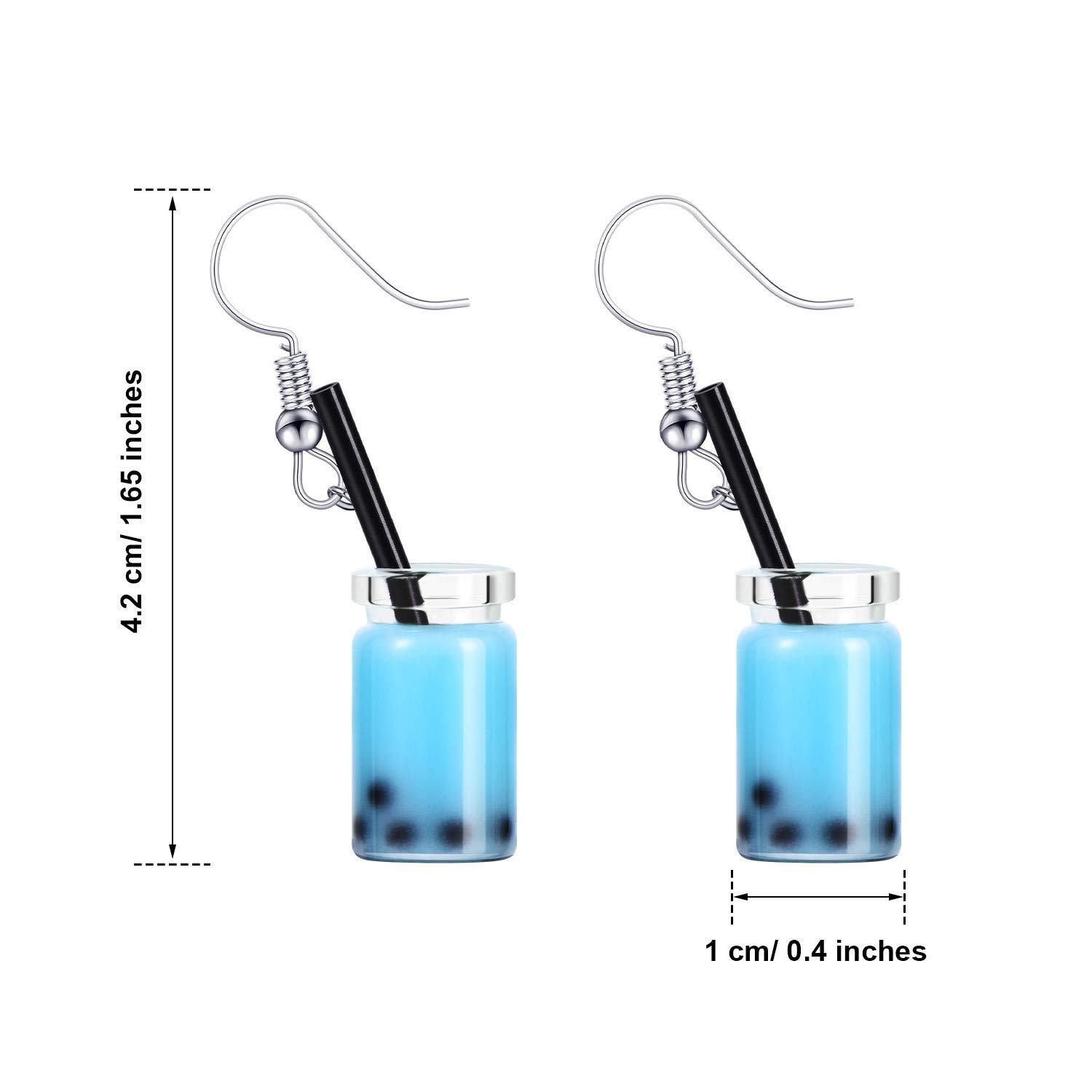 6 Pairs Cute Pearl Milk Bubble Tea Earrings Dangle Boba Drop Funny Earrings for Women Jewelry