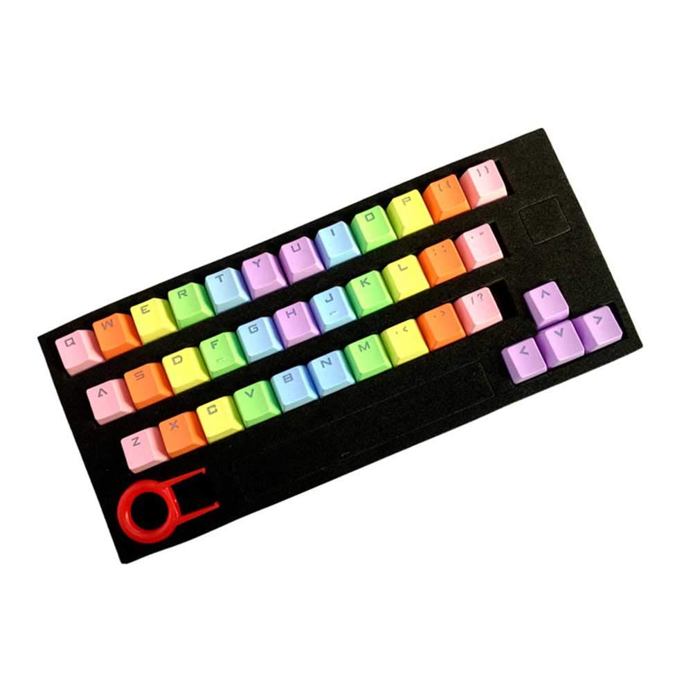 Mworld2 37 Keys PBT Key caps Colorful Gaming Backlit Keycaps Set with Key Cap Remover for Standard Mechanical Gaming Keyboard with Key Puller Rainbow Gradient Color