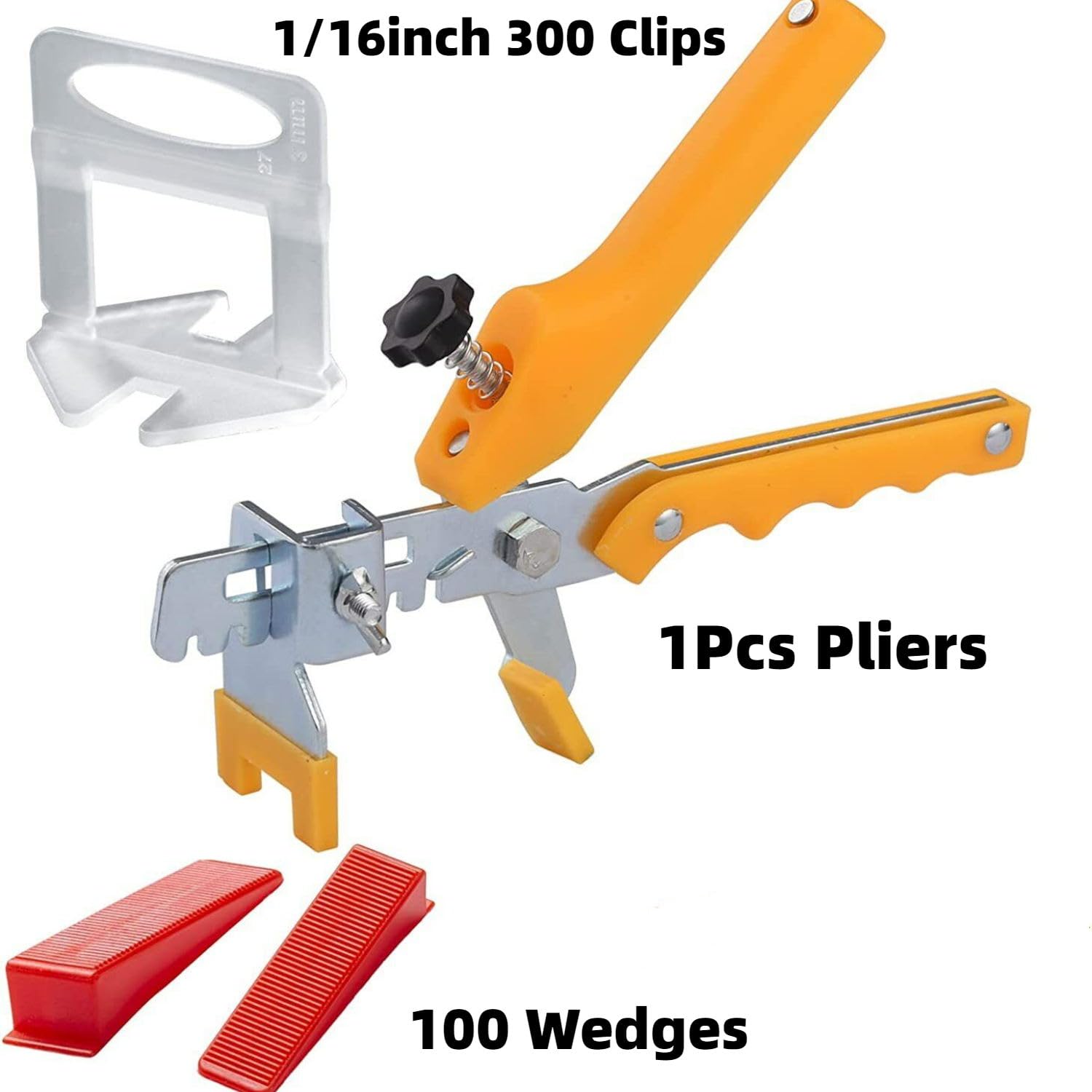 401 PCS Tile Leveling System with Tile Plier Kit, 300 PCS Tile Spacers Clips and 100 Pcs Reusable Wedges Tile Tools for Professional Stone Installation (1/16” Tile Spacers)