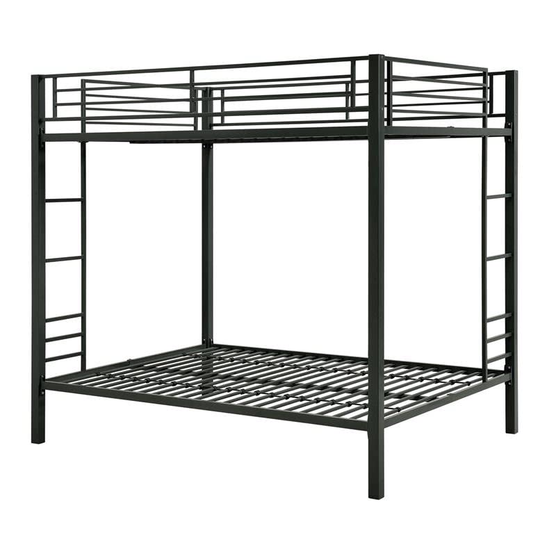 DHP Full over Full Bunk Bed for Kids, Metal Frame with Ladder (Black)