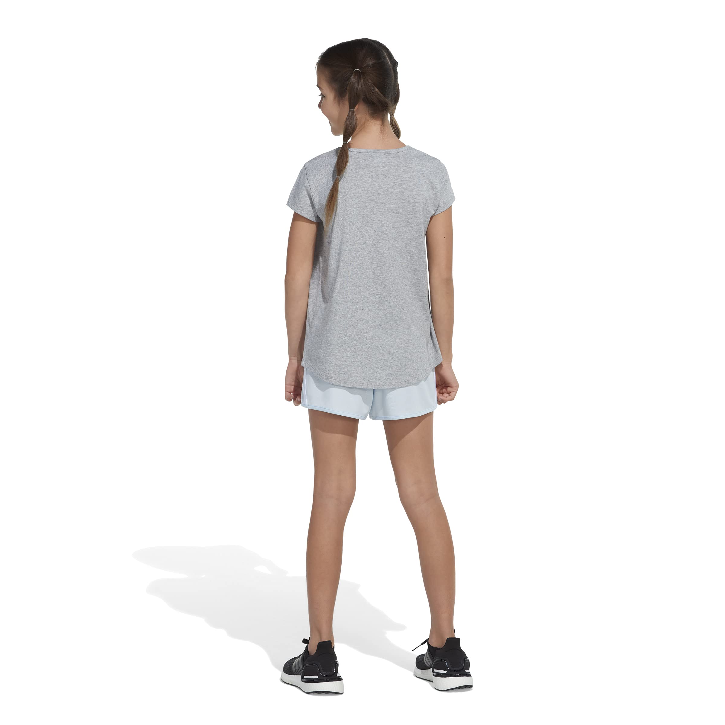 adidas girls Stripe Mesh Shorts, Sky Tint, 8-15 Years US