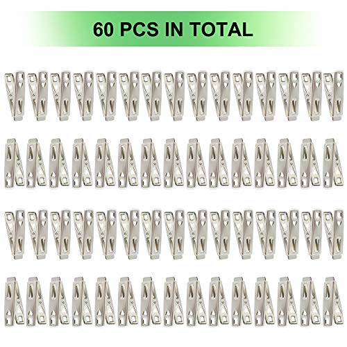 VIPbuy 60 PCS Strong Stainless Steel Clothes Pins Metal Laundry Clips with Storage Box for Clothes Sock Food Sealing Photos