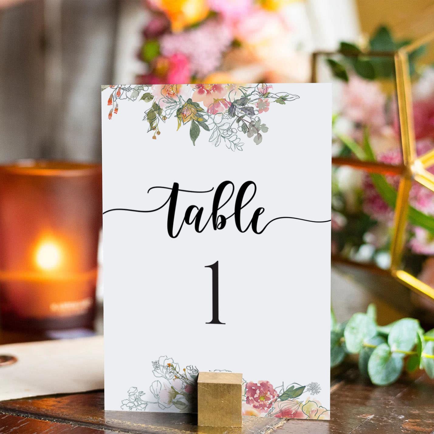 Wedding Table Numbers-Floral Table Numbers 1-30 for Wedding Reception, Double-Sided Table Number Cards Plus Head Table Card for your Wedding, Anniversary, Birthday Party or Celebration, 4"x6"