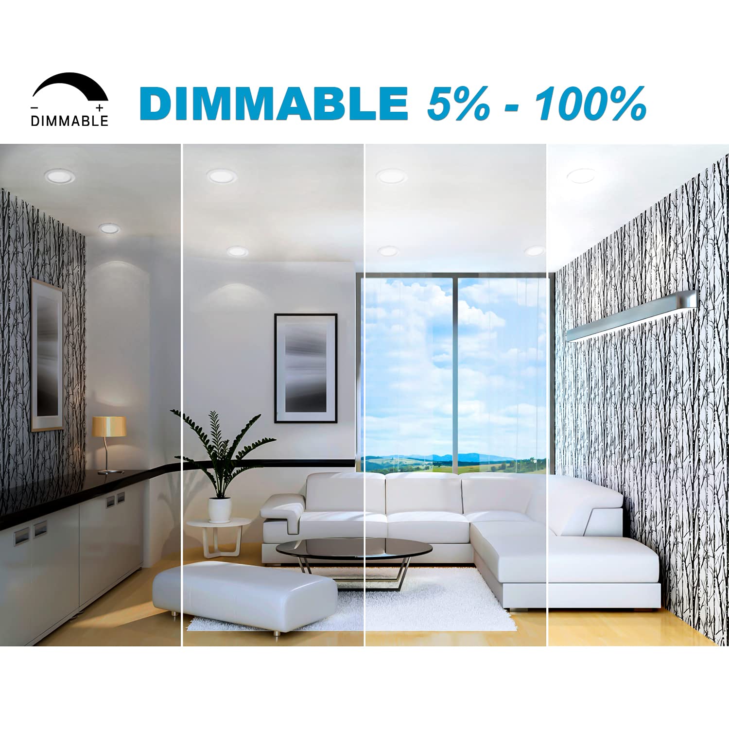 6 Pack 6 Inch 3CCT Ultra-Thin LED Recessed Ceiling Light with Junction Box, 3000K/4000K/5000K Selectable, 15W Eqv 150W, 1400LM High Brightness, Dimmable Canless Downlight Slim Recessed Lighting