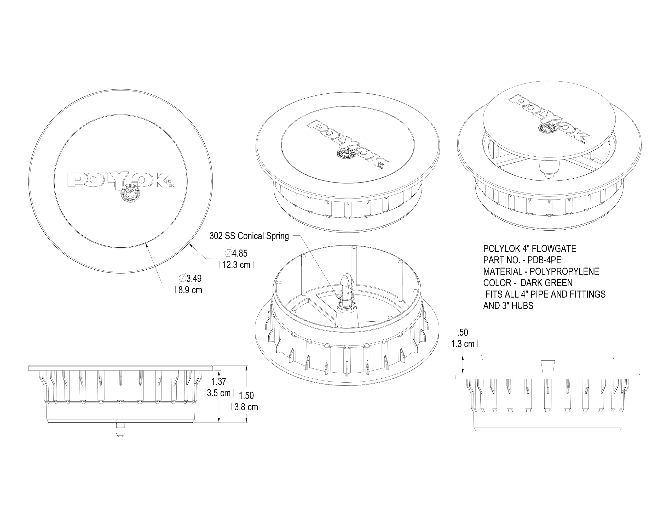 Polylok Flow Gate & 90° Elbow (Drainage Pop-Up)