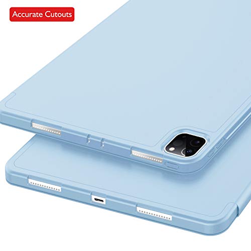 ZryXal New iPad Pro 12.9 Case 2022/2021 (6th/5th Generation) with Pencil Holder, Premium Protective Case Cover with Soft TPU Back and Auto Sleep/Wake Feature for 2022 iPad Pro 12.9 (Sky Blue)