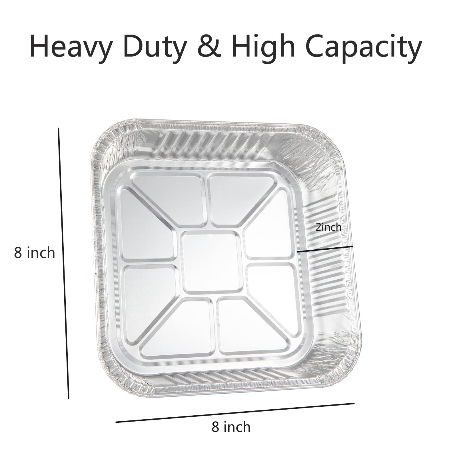 Waytiffer 20pack-8 x 8 Square Baking Cake Pans with Plastic Dome Lids Disposable Aluminum Foil Tins,Heavy Duty cake Pans Roasting Pans,Cooking Tins Homemade Breads Oven Pans