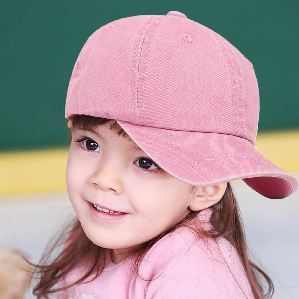 Kids Baby Girls Hat Washed Baseball Cap Cotton Solid Sun Hats for Children Fit for 2-7 Years