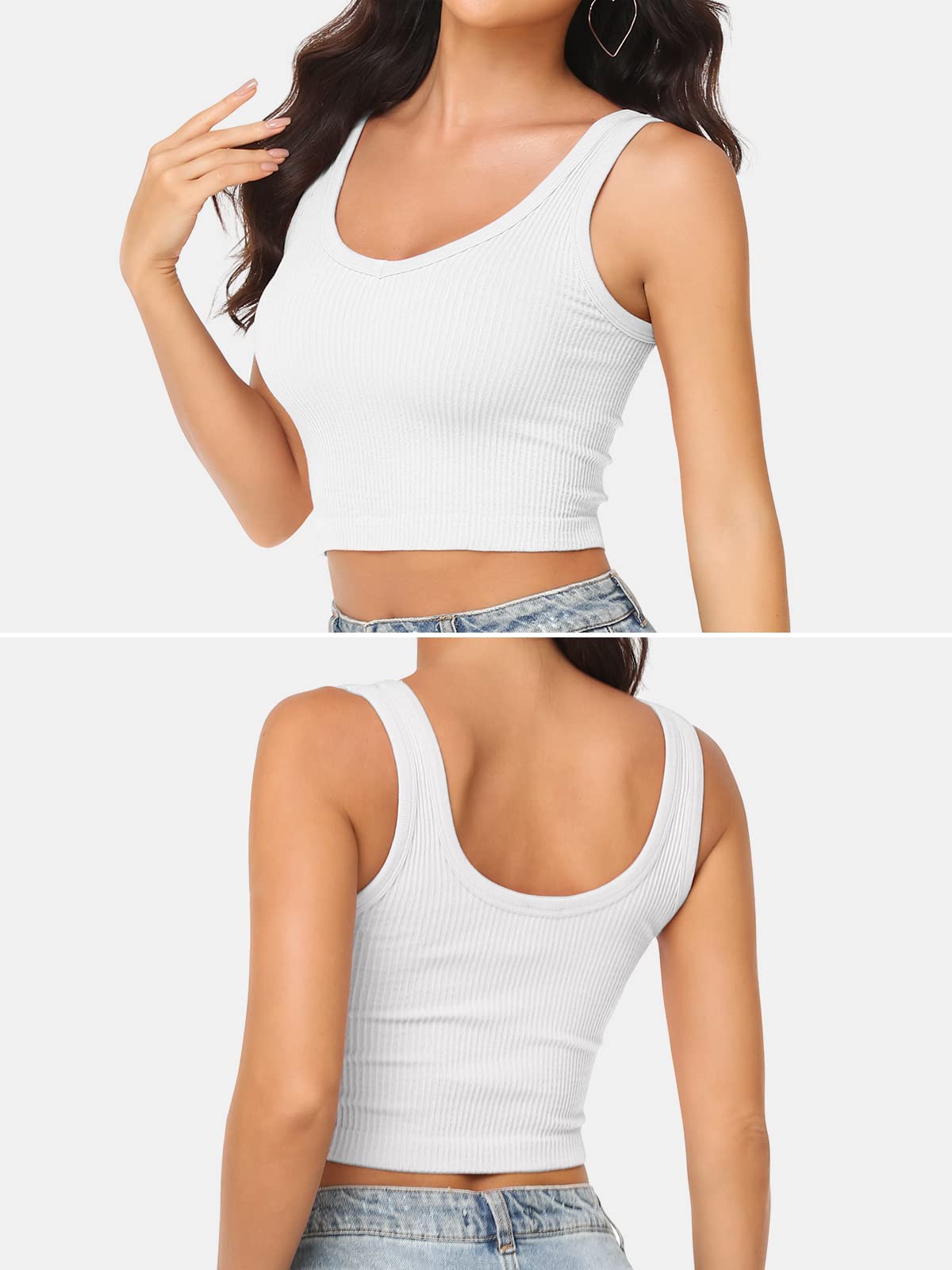 3 Pieces Womens Tank Tops Cute Sexy Going Out Ribbed Summer Tops Black White Crop Tops for Women(S055M-heibailv)