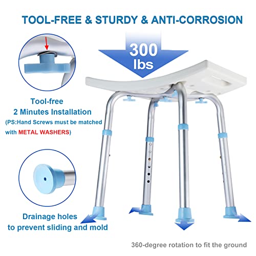 Aliseniors Shower Chair for Inside Shower - Nonslip Bath Shower Stool with Padded Seat Holes for Tub and Bathroom - Nonskid Comfortable Safe Bathing Bench for Senior Elderly Disabled and Handicap