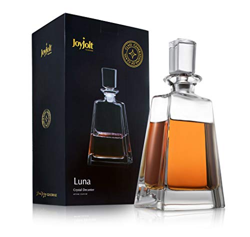 Luna Whiskey Decanter β 23 oz Crystal Modern Decanter β Small Liquor Decanter with Stopper β Booze Decanter for Whiskey, Bourbon, Brandy, Liquor, and Rum β Scotch Bar Container