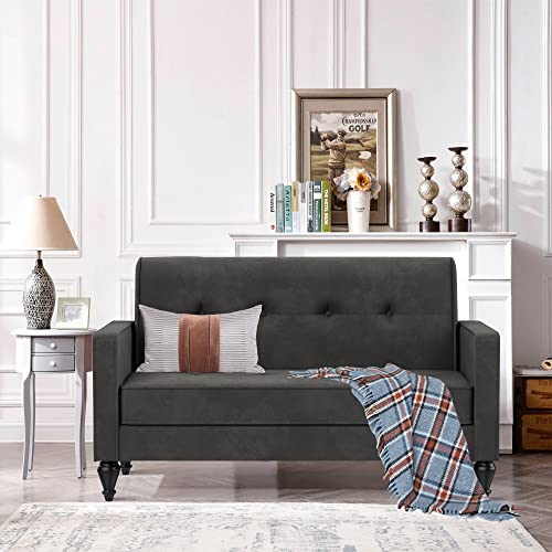 ALISH Upholstered Loveseat Sofa Couch, Modern Love-seat Settee Small Sofa Couch Dining Bench Button Tufted Mini Sofa Couches for Living Room Bedroom, Gray