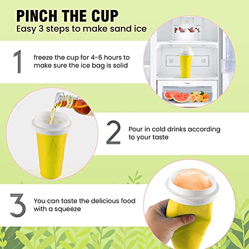 memrable Slushy Maker Cup, Portable Slushie Tik Tok Quick Frozen Smoothies on the Go, Homemade Ice Cream Squeeze Magic Double Layer Milkshake and Smoothie (Yellow), 9.57 x 4.49 4.41