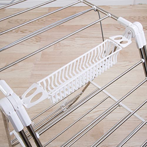 Clothes Drying Rack – Folding Indoor/Outdoor Portable Dryer for Clothing and Towels – Collapsible Laundry Clothes Stand by Everyday Home (Silver)