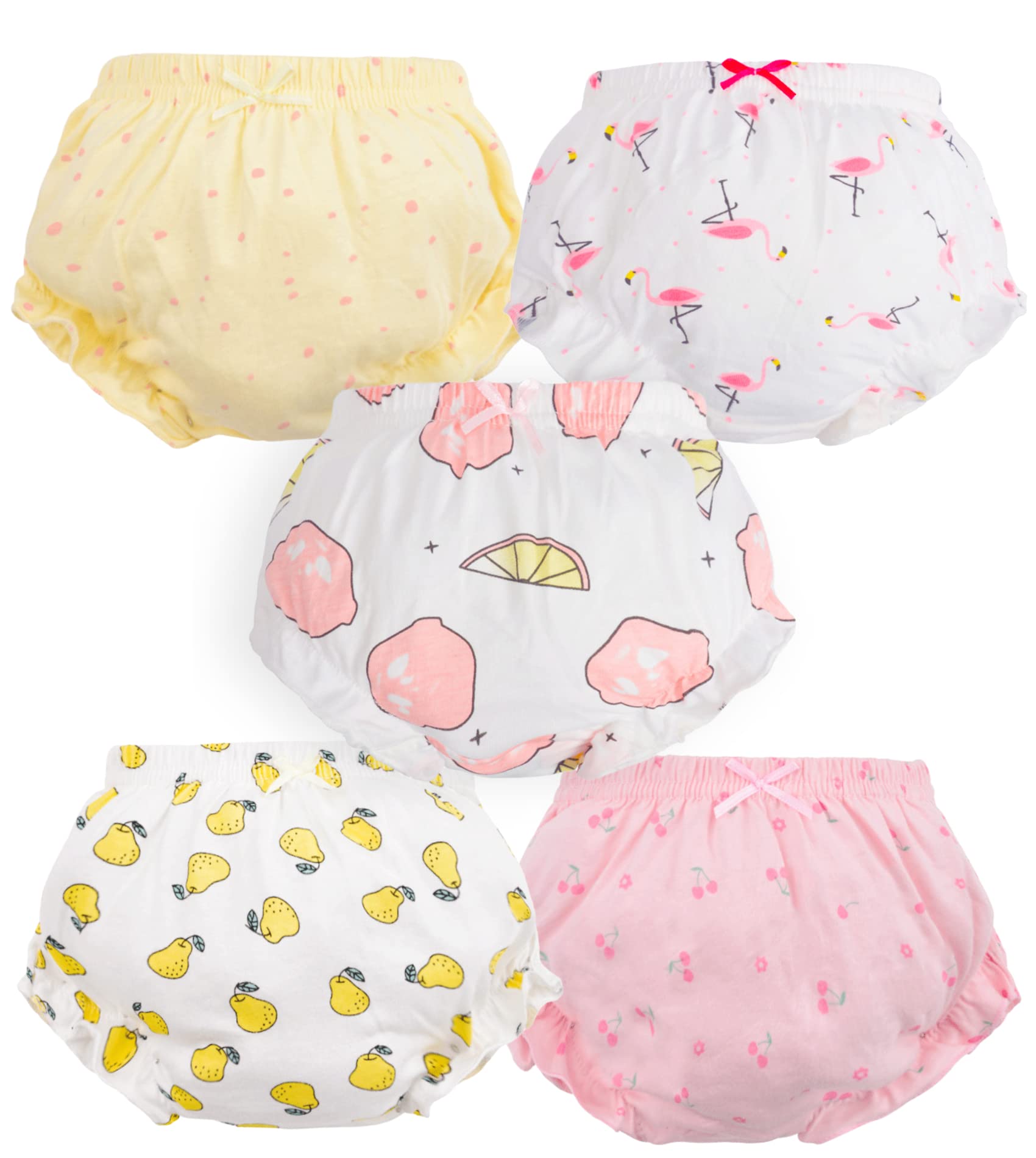 Baby Girls' Cotton Bloomers Brief Underwear - Kids Cool Breathable Comfort Panty - Toddler Undies Cute Diaper Covers Multipacks, Soft and Wash Well 6-9 Months