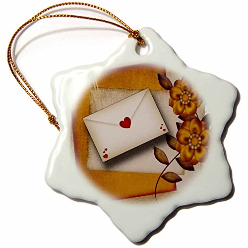 3dRose Heart Envelope,Flowers scap Book Art - Ornaments (orn-108170-1)