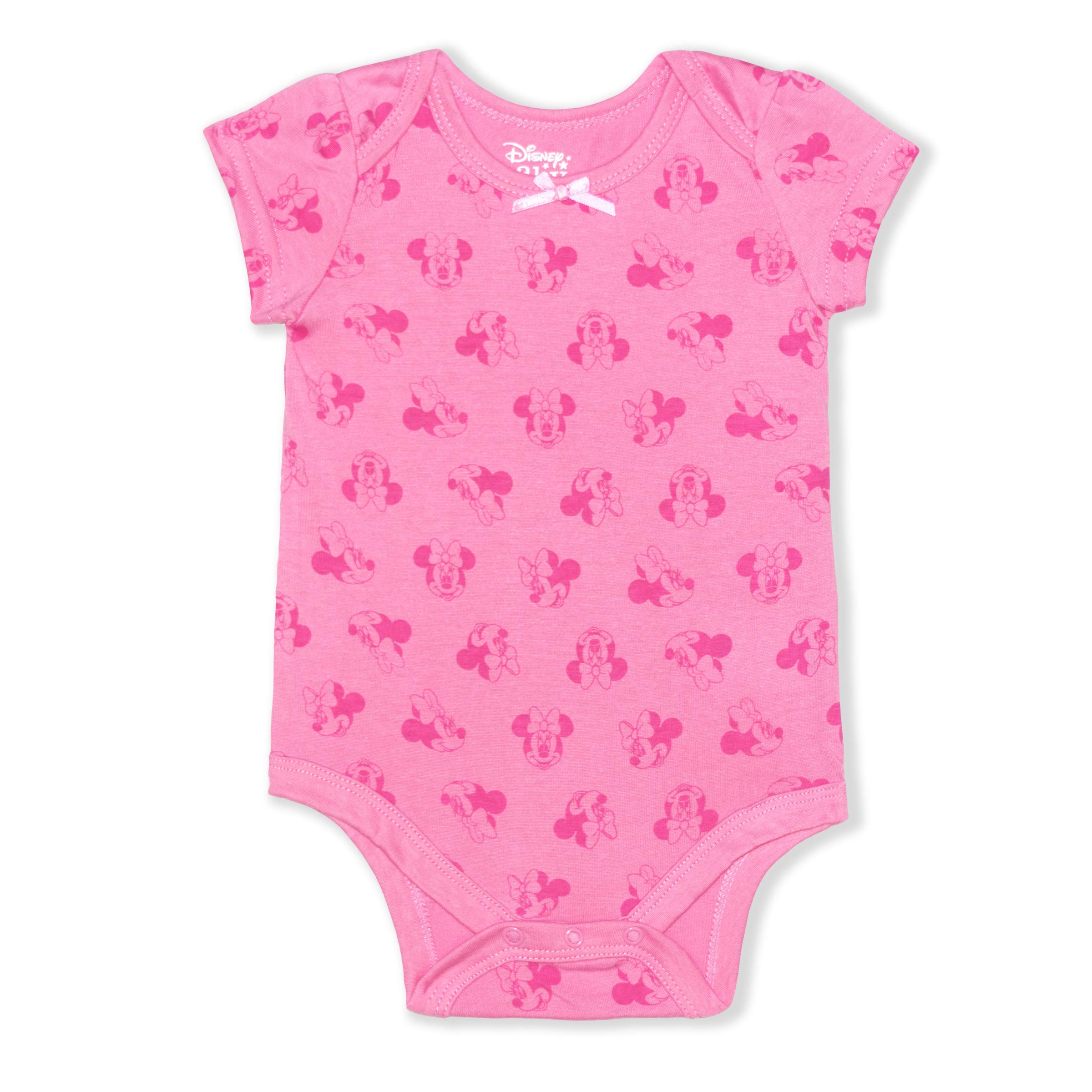 Disney Minnie Mouse Baby Girls’ Bodysuit 4 Pack with 0-12 Milestone Stickers Pack for Newborn and Infant
