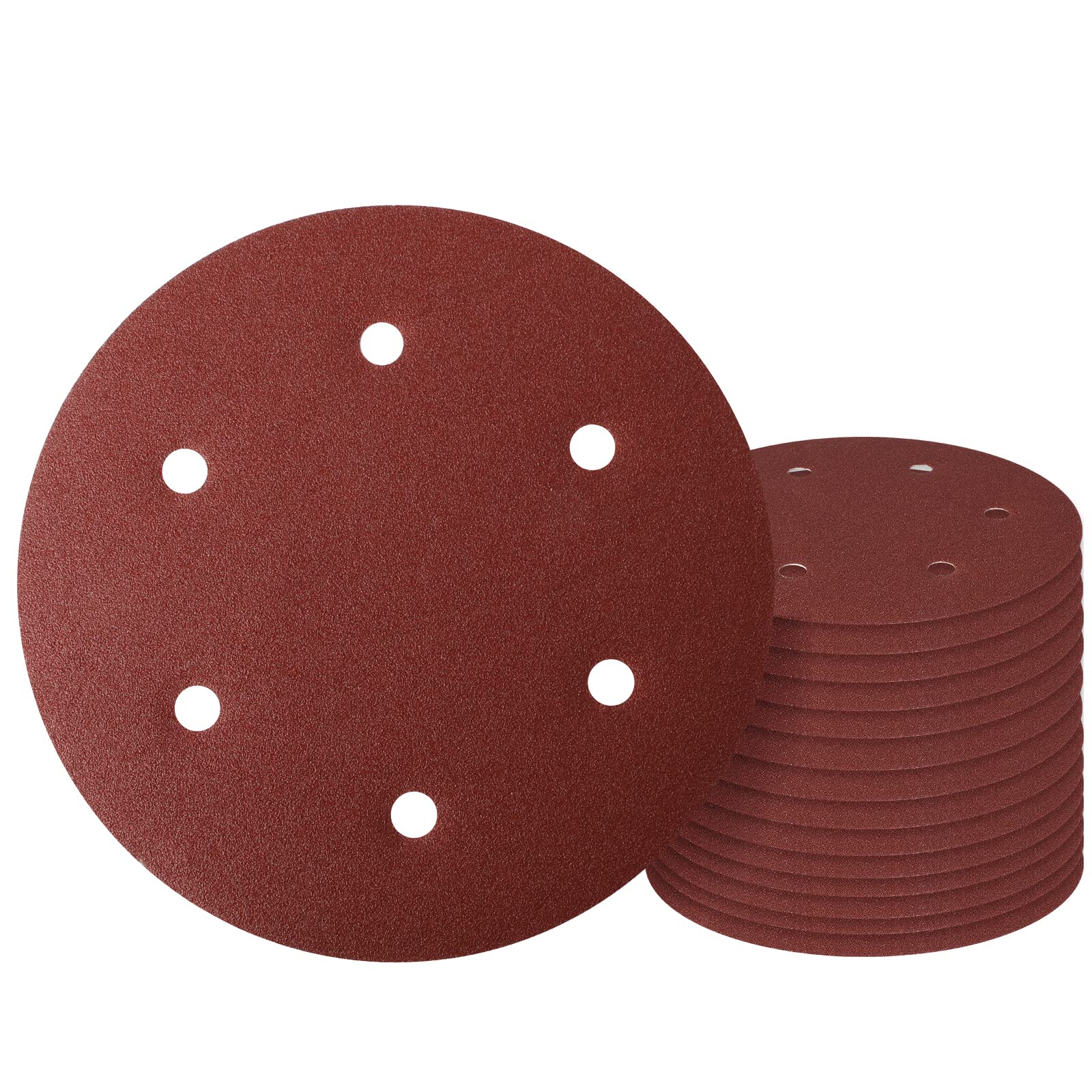 9 Inch 6 Hole Sanding Disc, GOH DODD 60 Grit 15 Pieces Hook and Loop Sandpaper Aluminum Oxide Sanding Pads Sand Paper for Drywall Sander