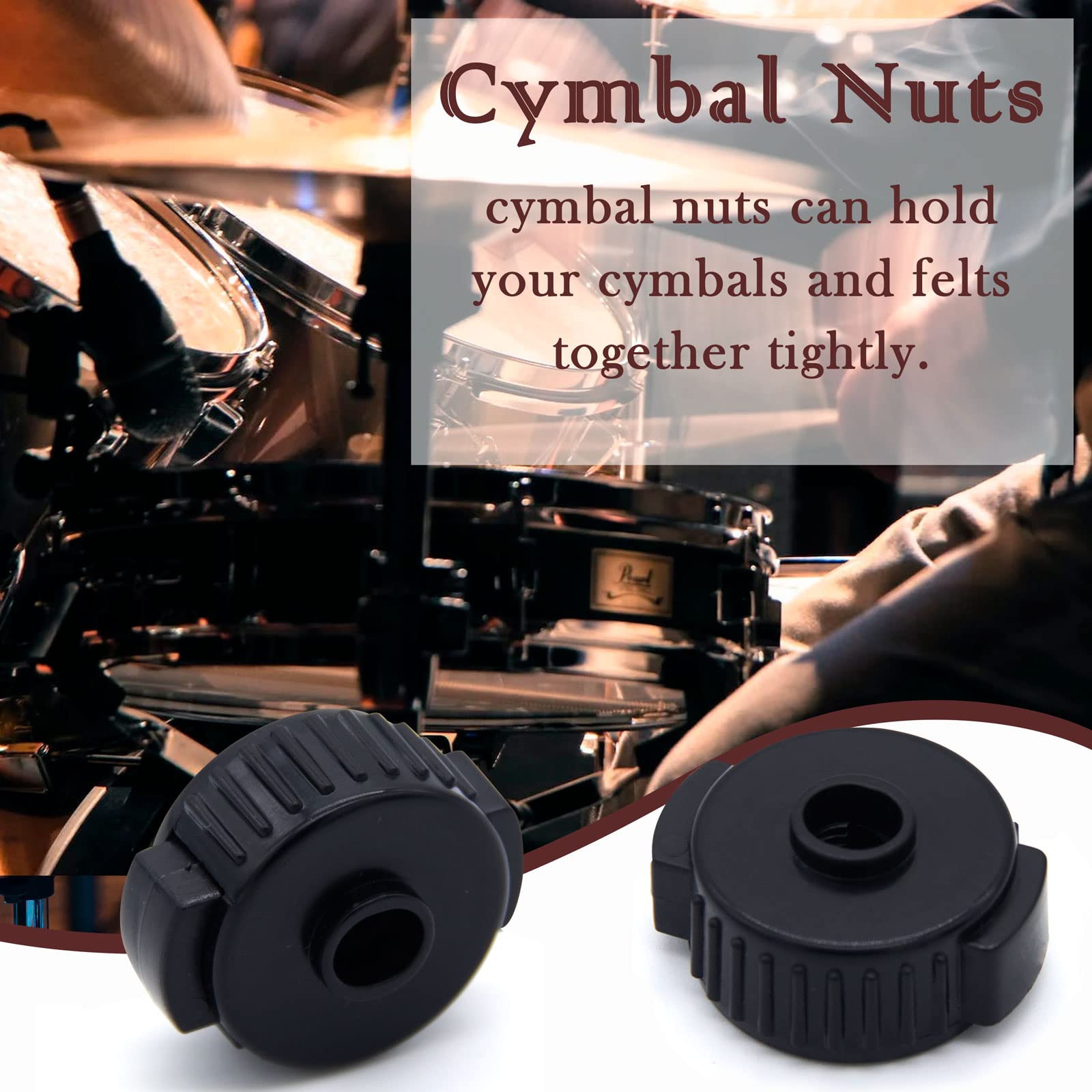 6 Pack Plastic Cymbal Nuts 8mm Quick-Set Cymbal Mate for Percussion Drum Kit, Quick Release Nut for Percussion Replacement Parts Accessories