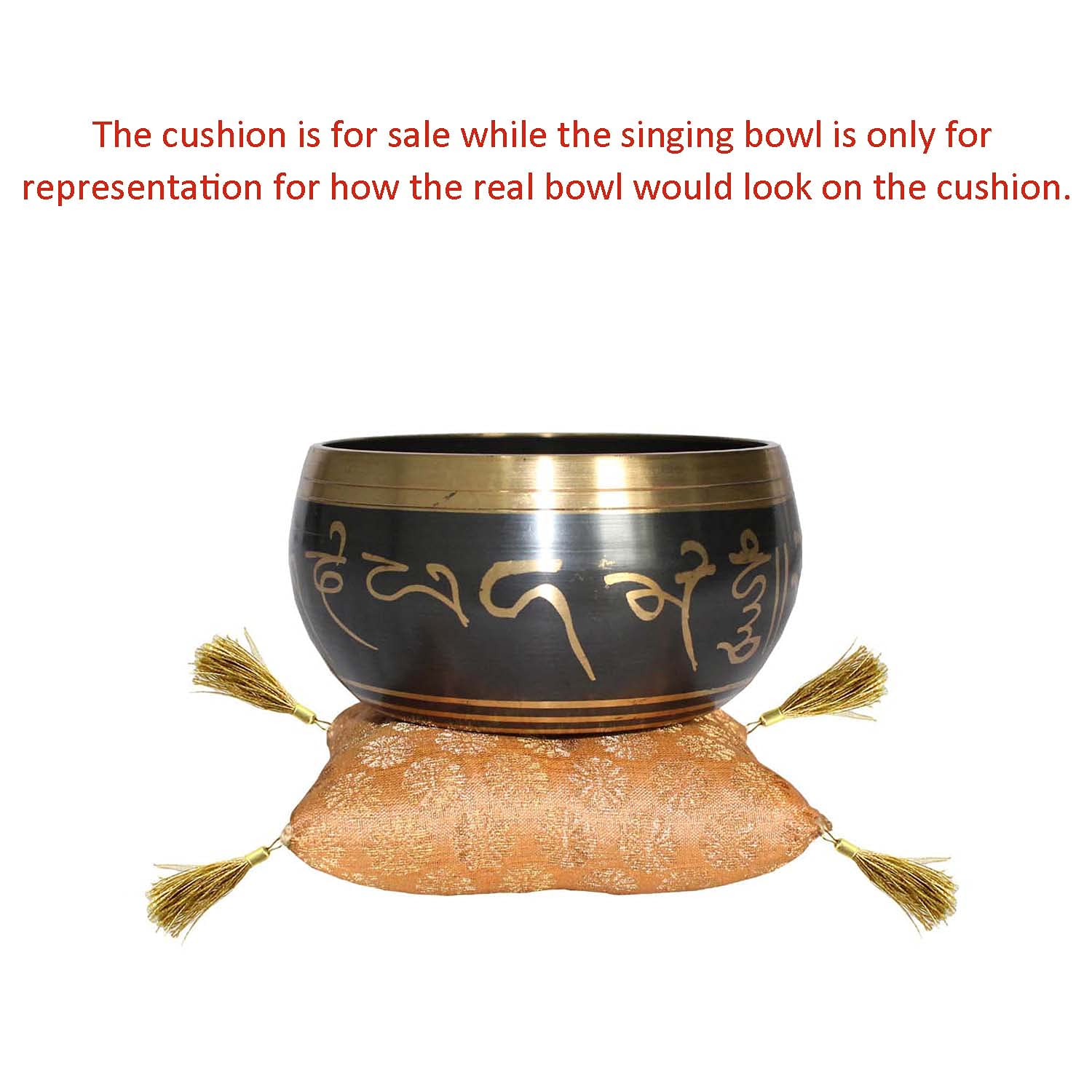 Cushion for Tibetan Singing Bowl Handmade Square Cushions Brocade Art Silk Home Decor Jewelry Display Pillow (10" x 10" Inch, Peach)
