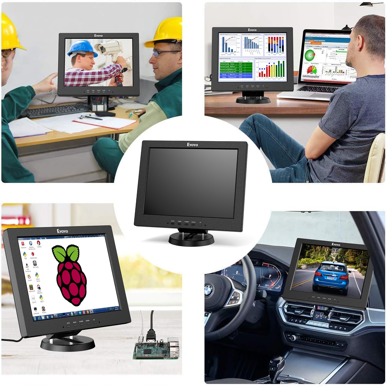 Eyoyo 12 Inch HDMI Monitor with BNC VGA AV HDMI Input 800x600 Portable 4:3 TFT LCD Mini HD Color Screen with Bulit-in Speaker