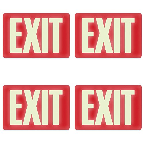 Headline Sign 4792 Glow-in-The-Dark Exit Sign, 8 Inches by 12 Inches, 4 Packs