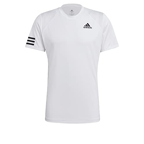 adidas Men's Club Tennis 3-Stripes Tee, White/Black, Large