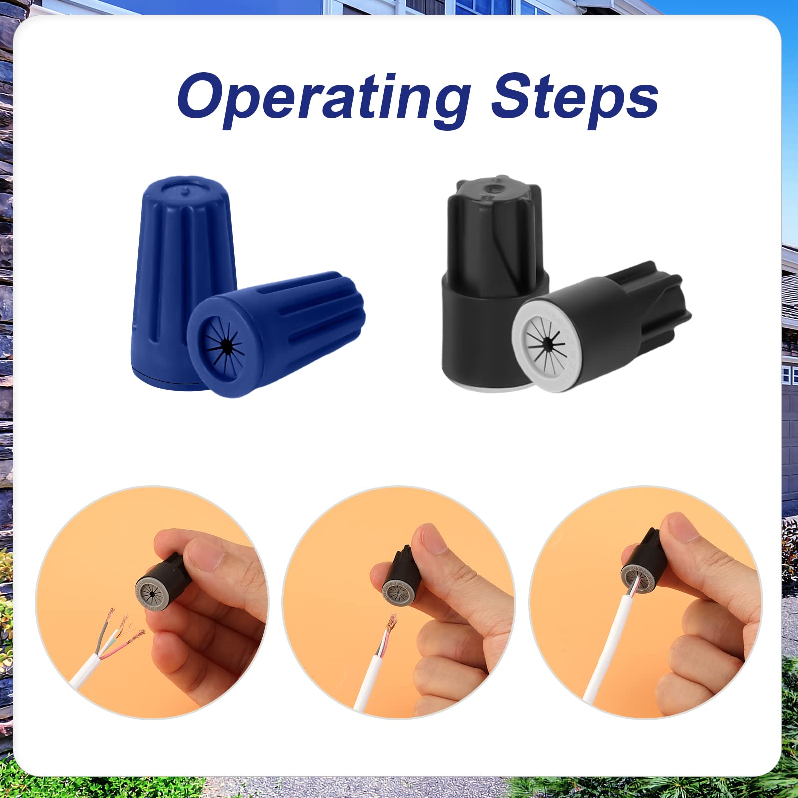 40pcs Waterproof Wire Nut Connectors, Outdoor Electrical Wire Connectors Twist Nuts Caps Wire Caps Compatible with 22AWG-12AWG for Outdoor Lights Irrigation Valves (Blue; Black)