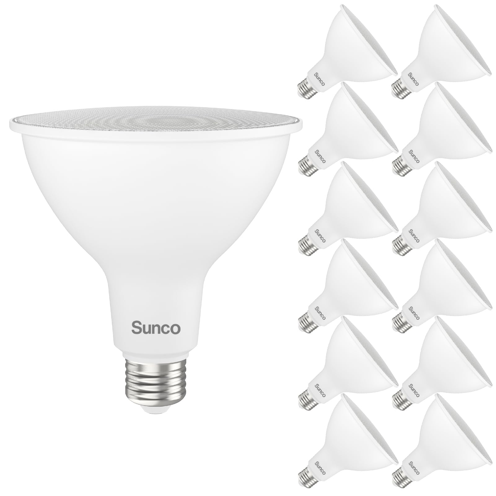 Sunco 12 Pack 1800 Lumens Outdoor LED Flood Light Waterproof PAR38 LED Bulb, Dimmable, 15W=150W, 5000K Daylight, E26 Base, UL Listed