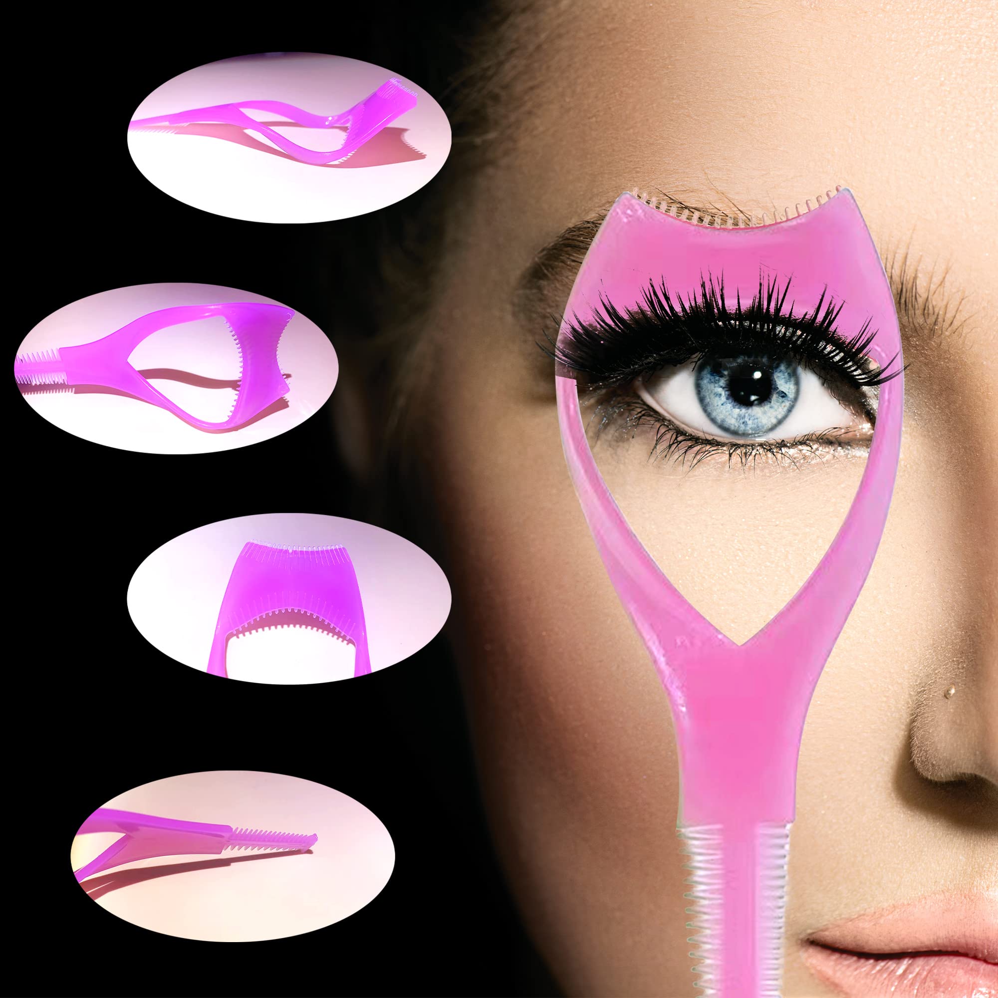 5 in 1 Eyelash Tool Kit Lash Separator Eyelash Application Tool Set Eyelash Curlers Mascara Guard with Comb Tweezers Makeup Tools Kit for False Lashes