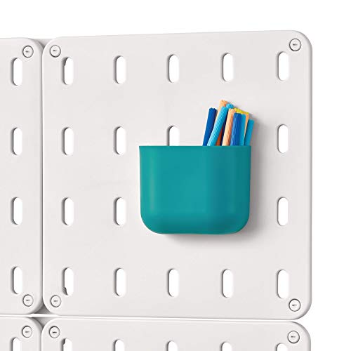 iDesign Cade BPA-Free Plastic Modular Hanging Pegboard Organizer Storage Bin, 5.04" x 3.04" x 4", Teal