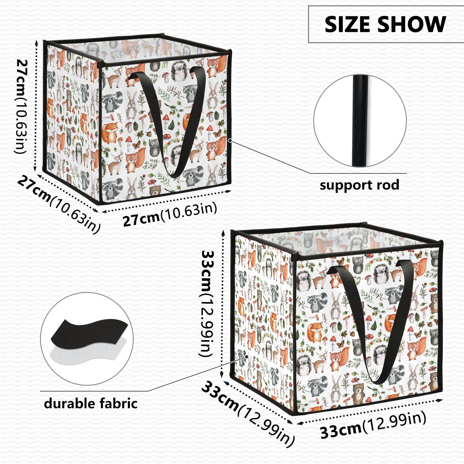 senya Large Collapsible Storage Bins with Handles Woodland Animals Foldable Laundry Hamper Cubes Fabric Basket Closet Organizer Containers Box for Home Bedroom Office 13 x 13 x 13in B06D22016