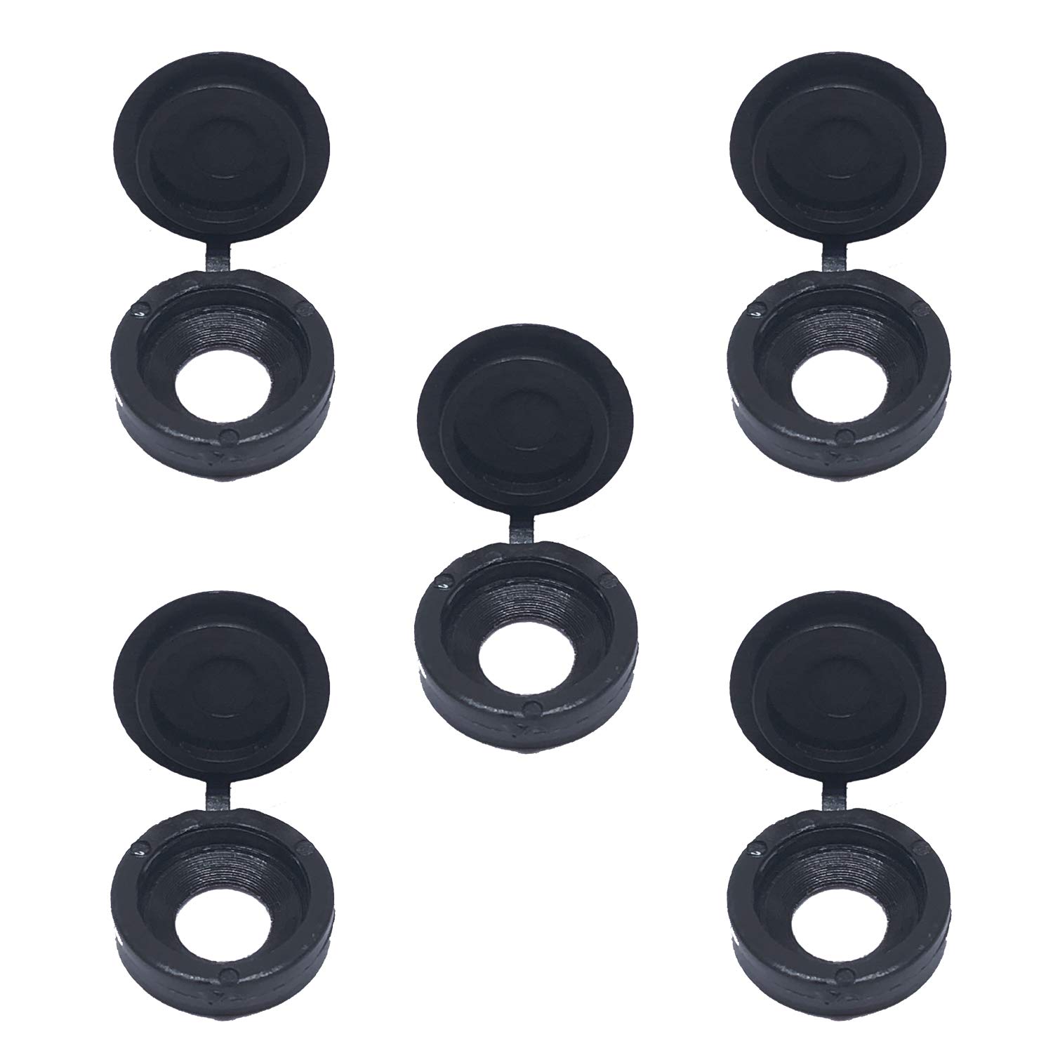 YouU 50 pcs Plastic Hinged Screw Cover Caps Washer Flip Tops (Black)