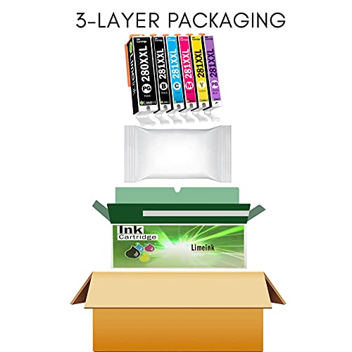 Limeink Compatible Ink Cartridge Replacement for PGI-280XXL CLI-281XXL 280 XXL 281XXL for Canon Pixma TS8100 TS8120 TS8200 TS8220 TS8222 TS8300 TS8320 TS8322 TS9100 TS9120 Printers (6 Pack)