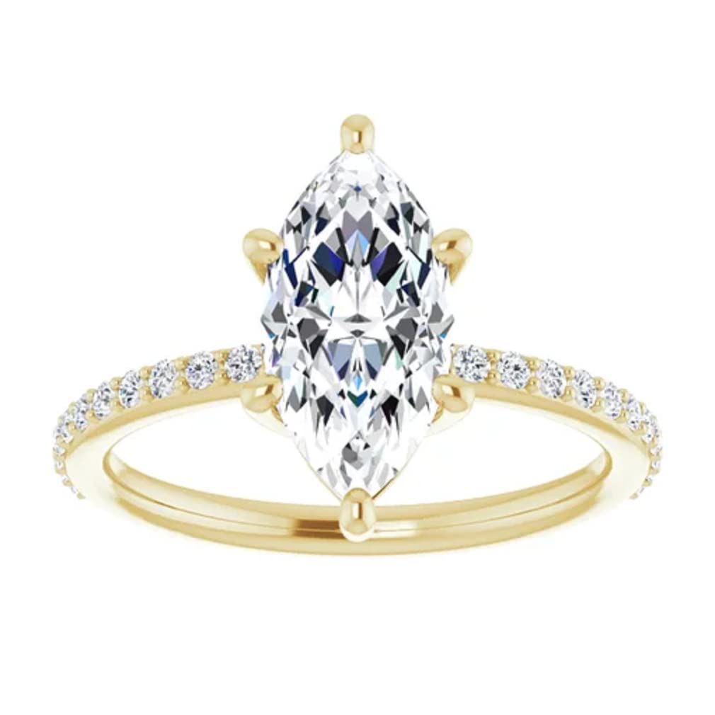 925 Silver, 10K/14K/18K Solid Gold Moissanite Engagement Ring,3.0 CT Marquise Cut Handmade Solitaire Ring, Diamond Wedding Ring for Women/Her Anniversary Ring, Birthday Ring,VVS1 Colorless Gift