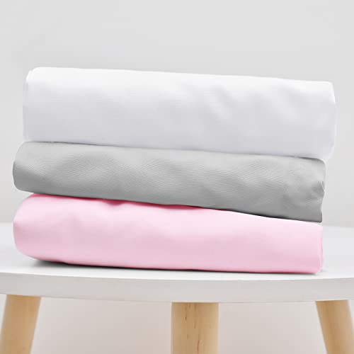 David's Kids 3 Pack Bassinet Sheets, Ultra Soft Silky Breathable Cradle Sheets for Boys Girls Neutral,Univeral Fit for Most Cradle and Bassinet Mattress, White & Light Grey & Pink
