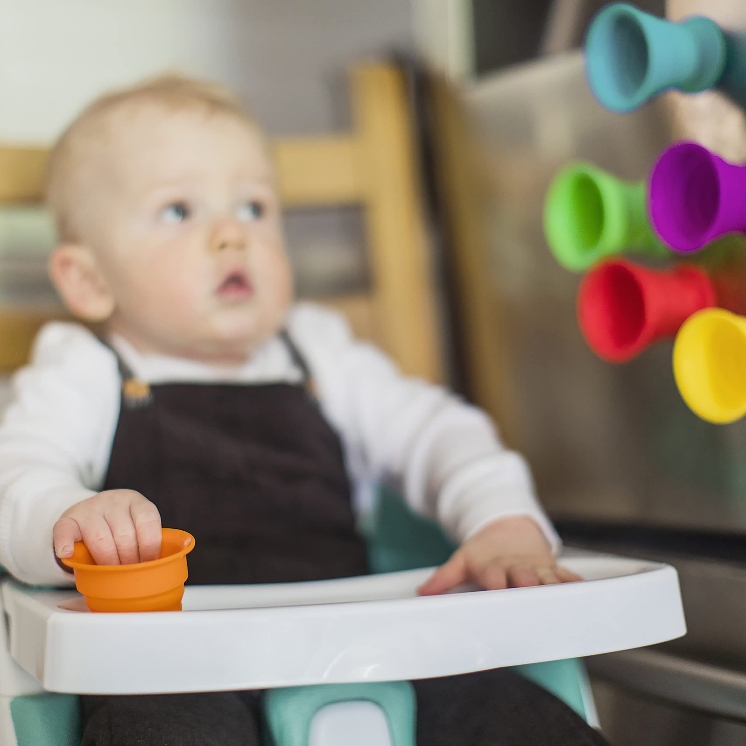 Baby Einstein Stack & Squish Cups Infant to Toddler Collapsible Sensory Toys for Beach, Bath, Floor & More, 6pcs, 3 Months+