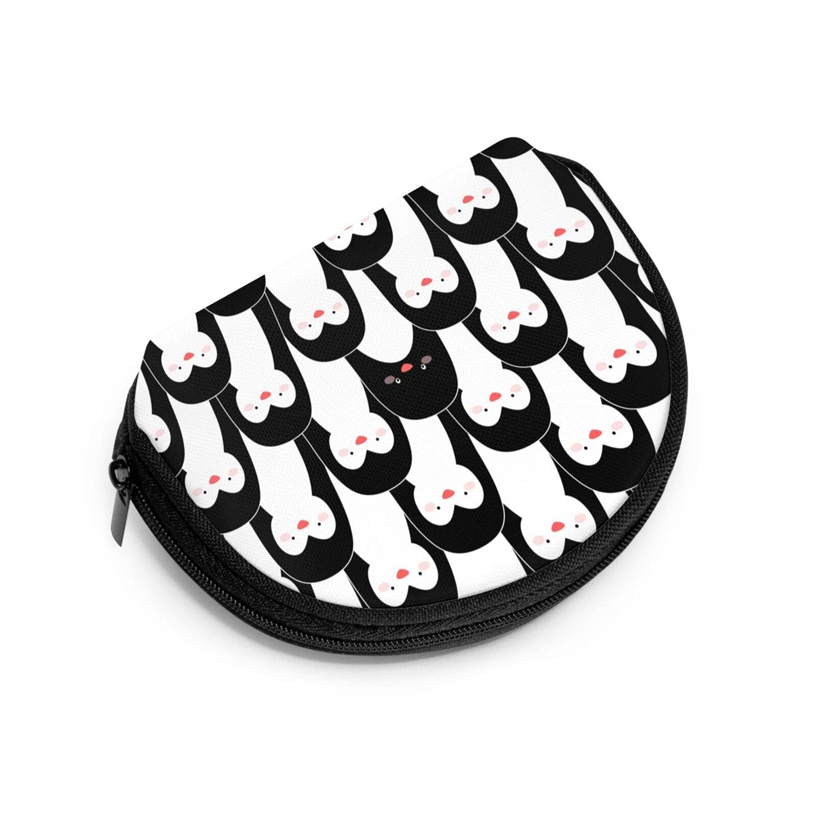 Cute Penguins Print Small coin purse for Women Girls Mini Canvas Pouch Change Wallet Card Holder with Zipper