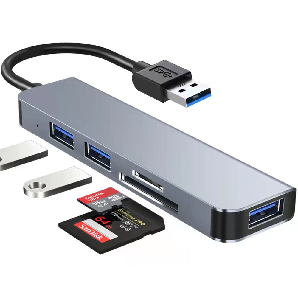 5 in 1 USB 3.0 Hub Splitter Adapter Docking Station with USB 3.0 USB 2.0 SD/TF Card Reader Slot for PC Computer Laptop BYL-2103U